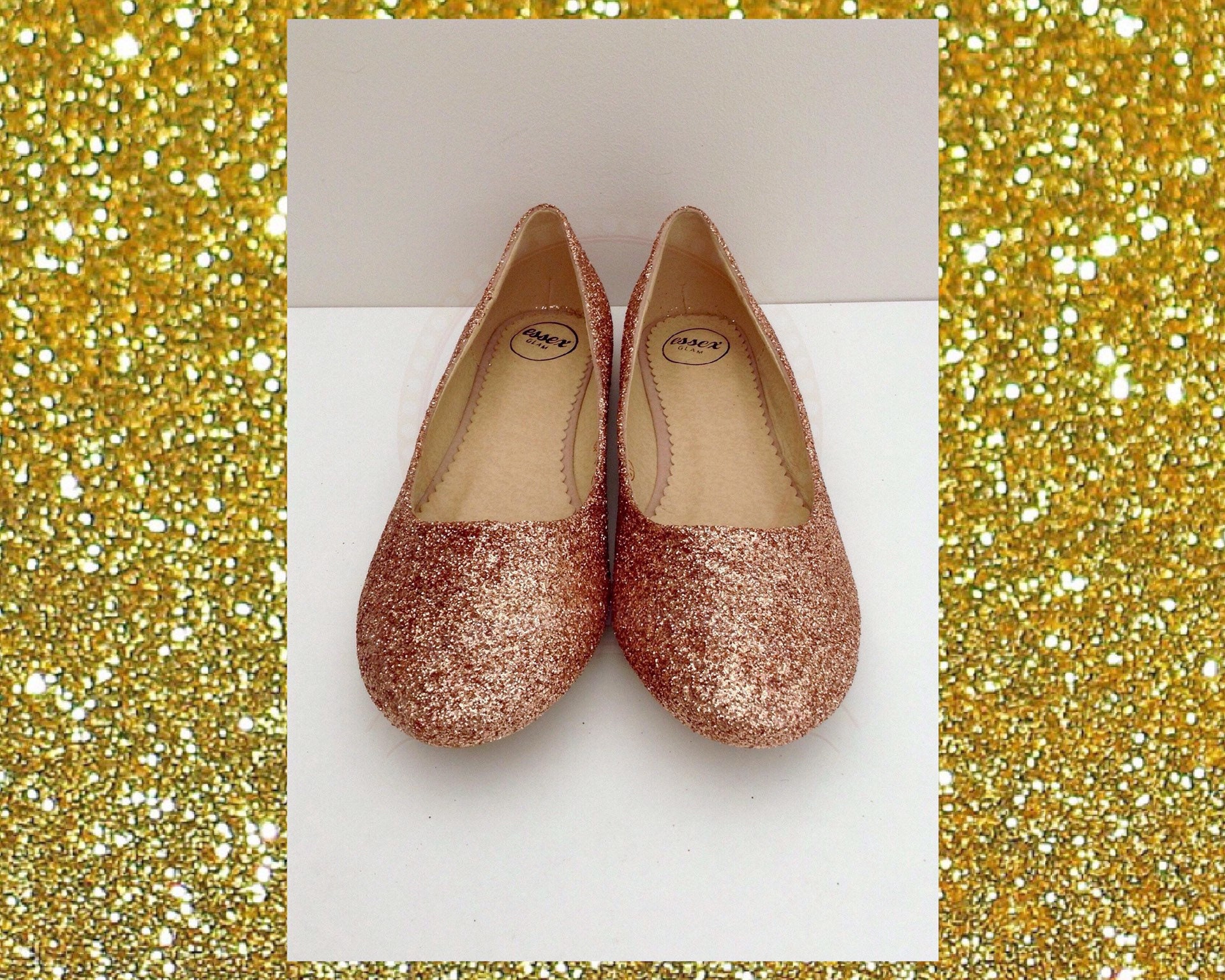 Rose Gold Shoes Rose Gold Glitter Flats Rose Gold Wedding - Etsy UK