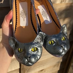 Sculpted Cat Flats, Sculpted Cat Shoes, Custom Pet Shoes, 3D Pet Cat ...
