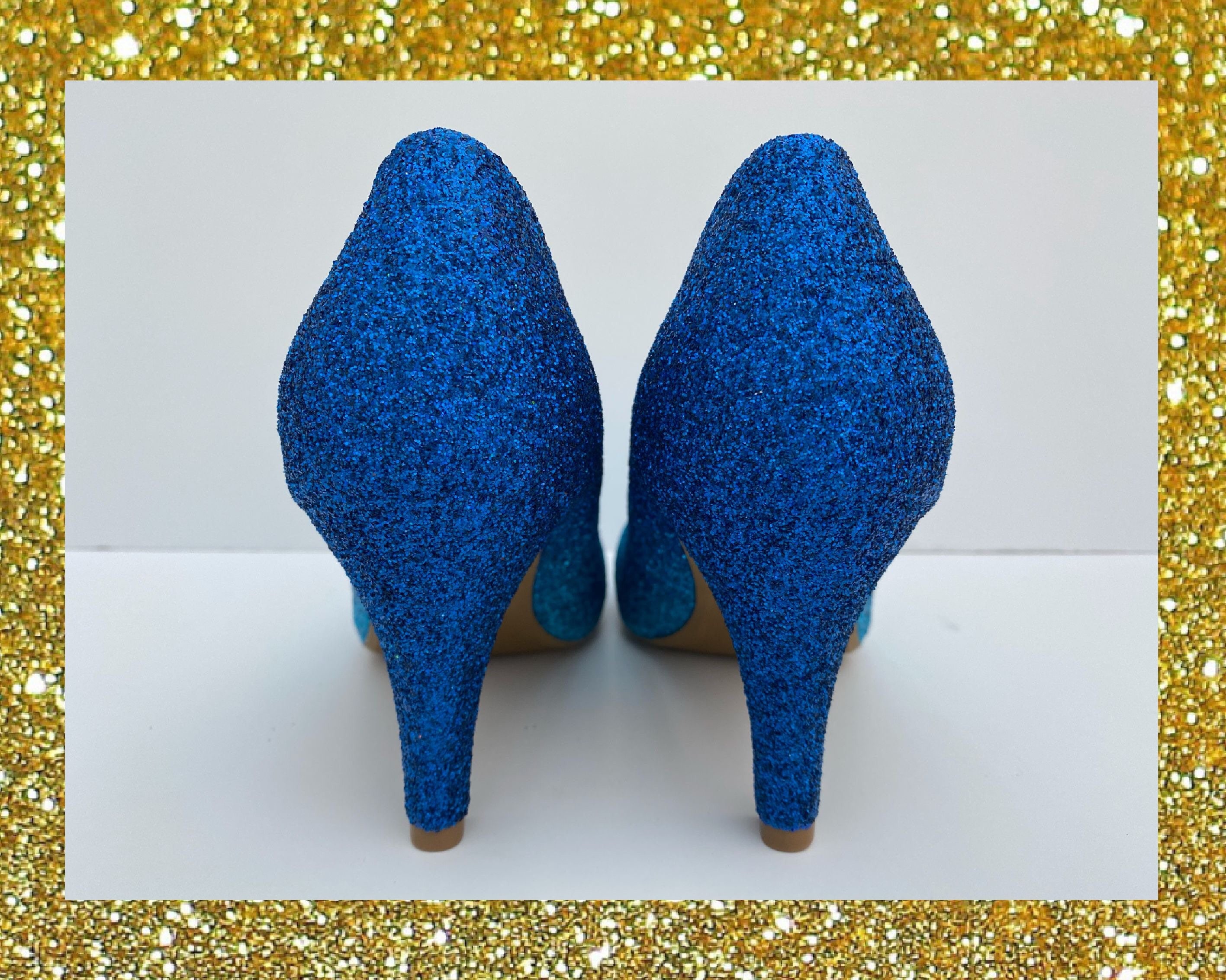 Aqua Blue Ombré Glitter Heels, Aqua Glitter Heels, Deep Blue Glitter ...