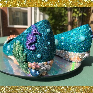 Under the Sea Sculpted Glitter Wedges Sculpted Shoes Low Wedding Shoes ...
