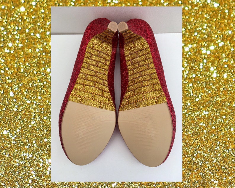 Ruby Slipper shoes Red glitter shoes Ruby red shoes Wizard | Etsy