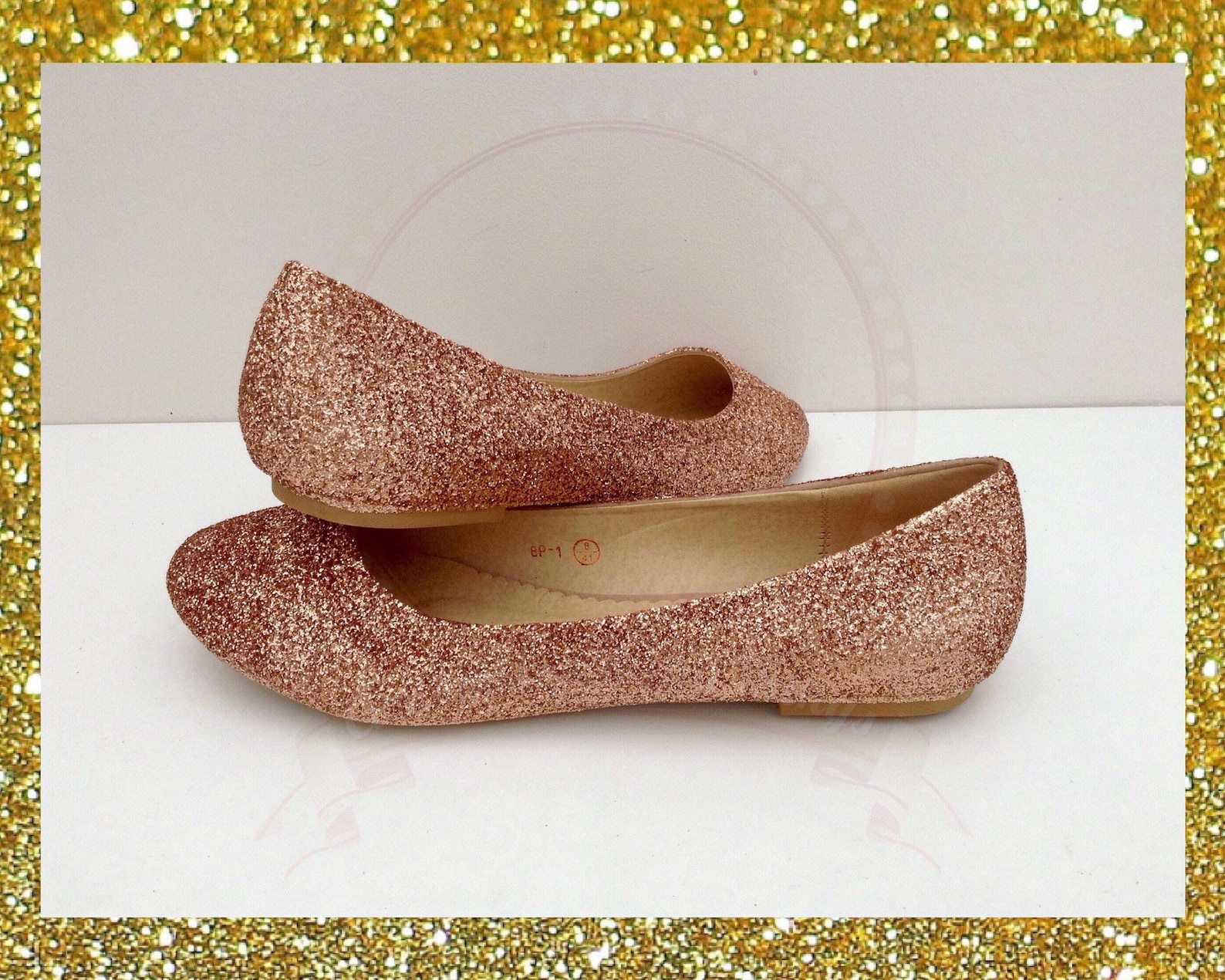 Rose Gold Shoes Rose Gold Glitter Flats Rose Gold Wedding - Etsy UK