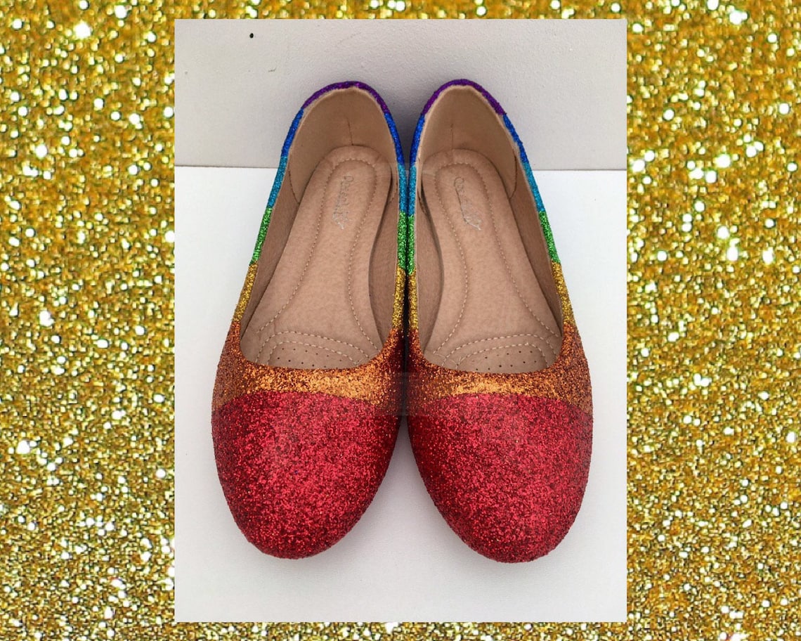 Rainbow shoes for women Glitter shoes for women Rainbow | Etsy
