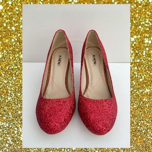 Red Glitter Heels, Red Court Heels, Red Glitter Shoes, Custom Glitter ...