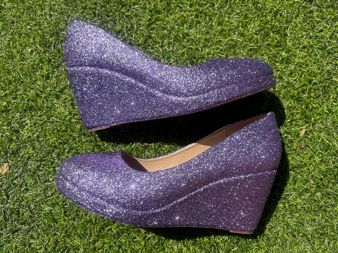 Lilac Glitter Wedges, Light Purple Shoes, Custom Glitter Wedges, Lilac ...