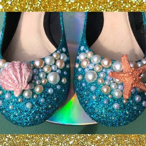 Under the Sea Sculpted Glitter Wedges Sculpted Shoes Low Wedding Shoes ...