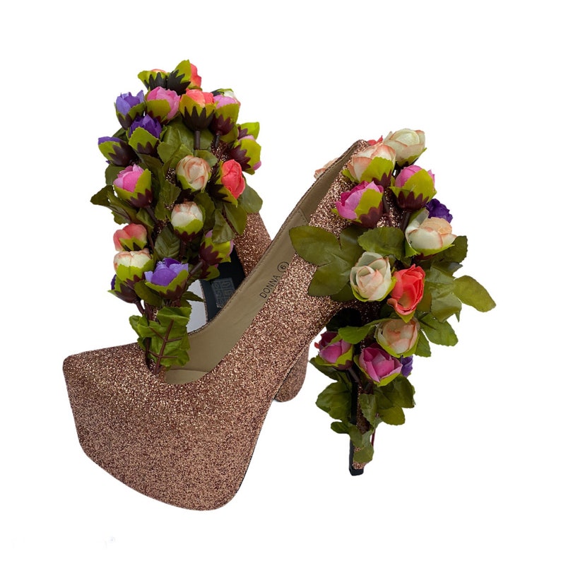 Rose Gold Floral Heels Rose Flower Heels Rose Gold Wedding - Etsy