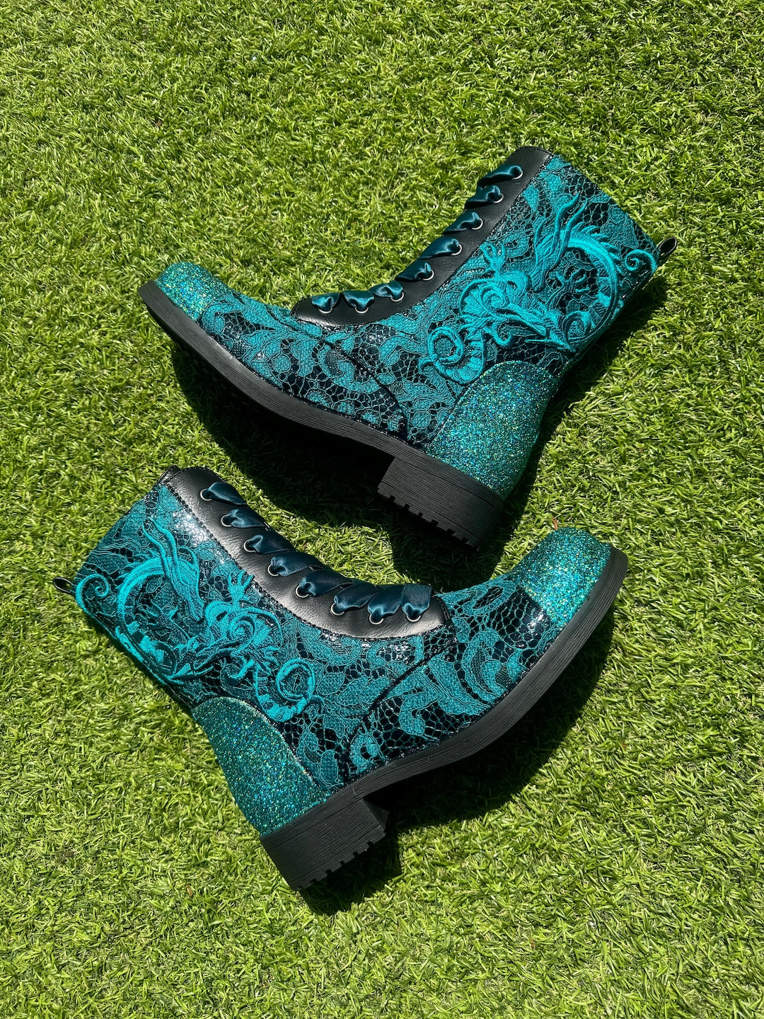 Teal Dragon Boots, Teal Lace Boots, Teal Lace Boots, Teal Bridal Boots ...