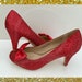 Red Bow Shoes, Red Glitter Heels, Bow Glitter Shoes, Shoes With Bow ...