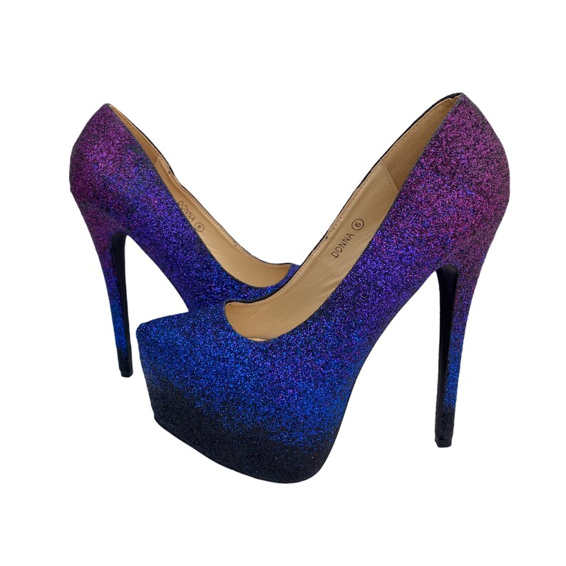 Purple Glitter Ombre Heels Ombre Glitter Shoes Purple Blue - Etsy UK