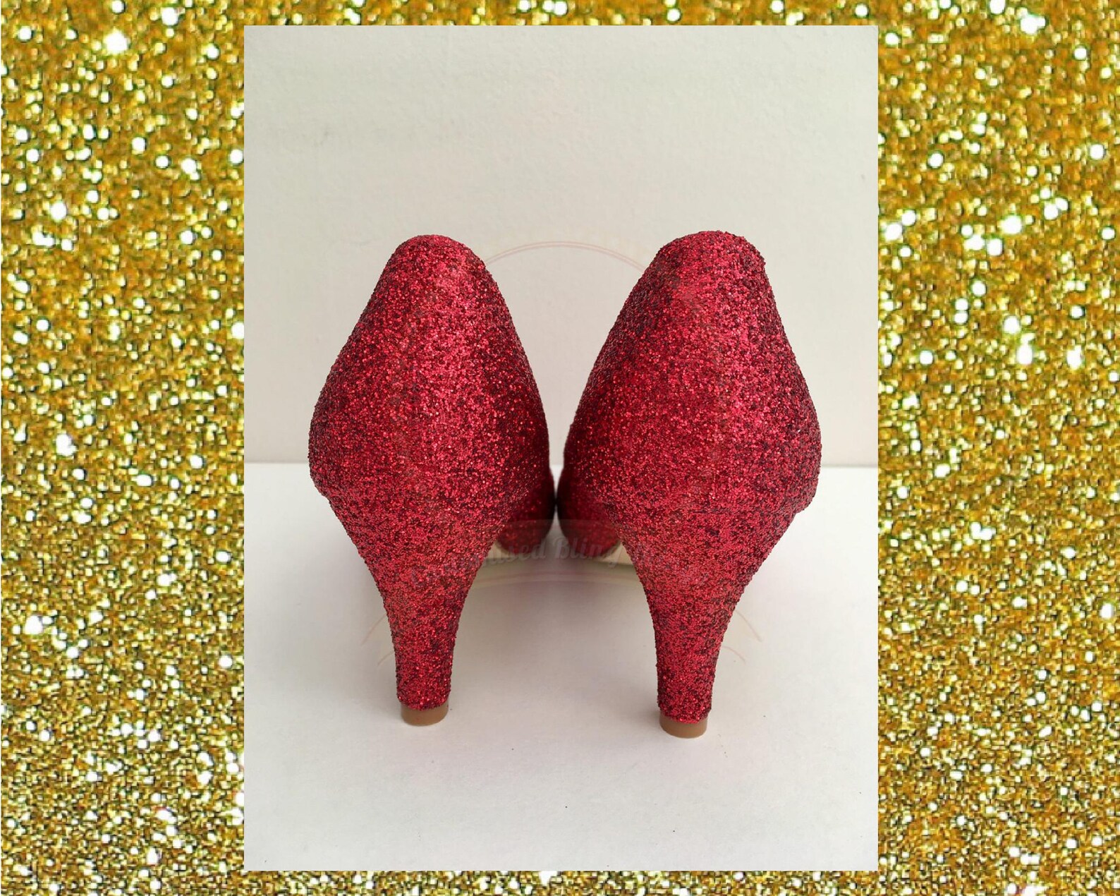 Red Glitter Heels, Red Court Heels, Red Glitter Shoes, Custom Glitter ...