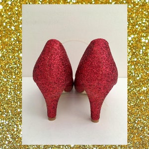 Red Glitter Heels, Red Court Heels, Red Glitter Shoes, Custom Glitter ...