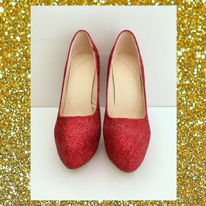 Red Platform Heels, Red Glitter Heels, Glitter Platform Heels, Red ...