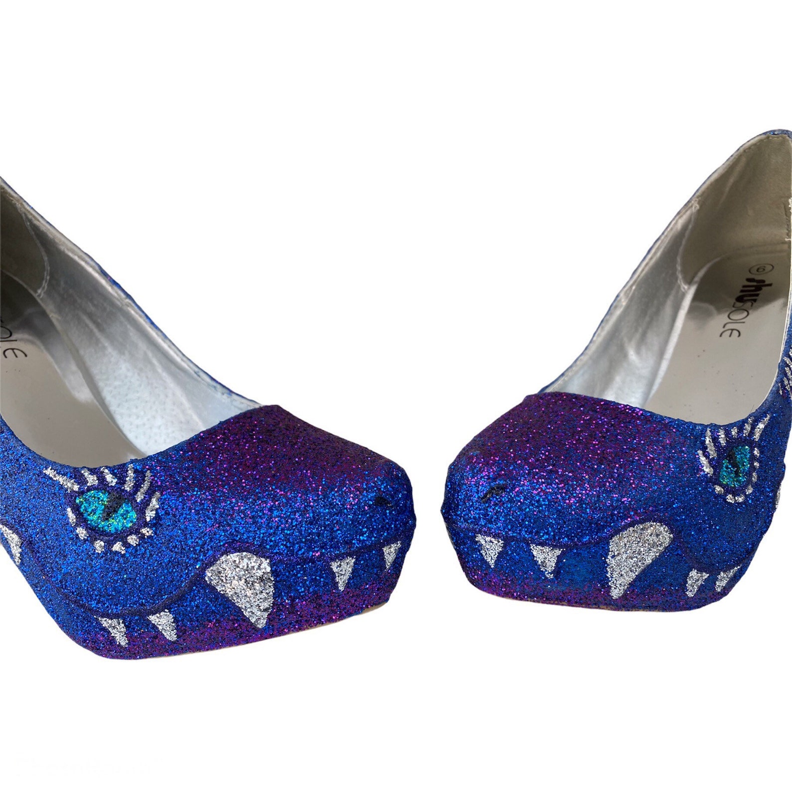 Dragon Glitter Heels Blue Dragon Shoes Dragon Glitter Shoes - Etsy