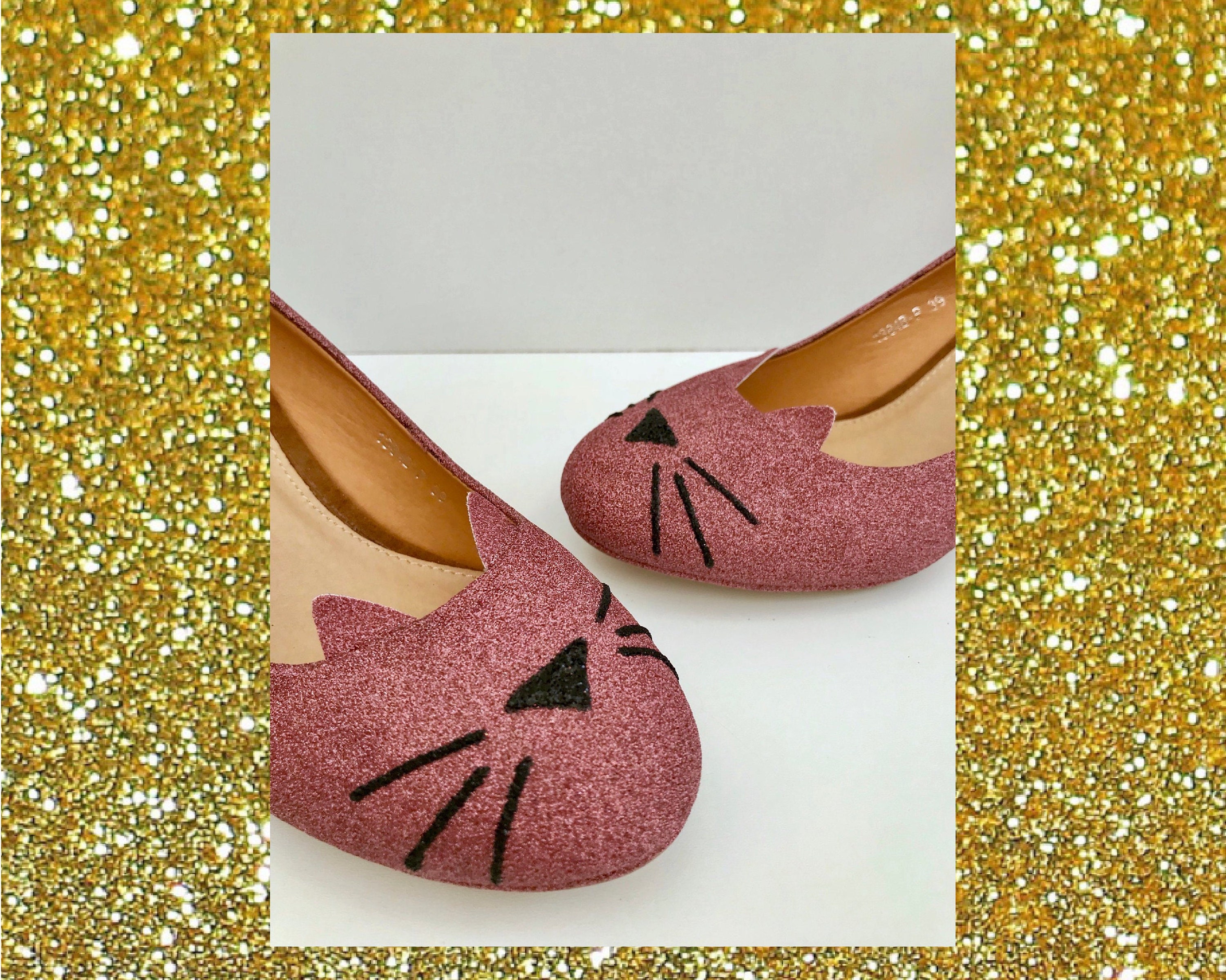 Blush Cat Heels, Cute Cat Shoes, Glitter Cat Shoe, Blush Glitter Heels ...
