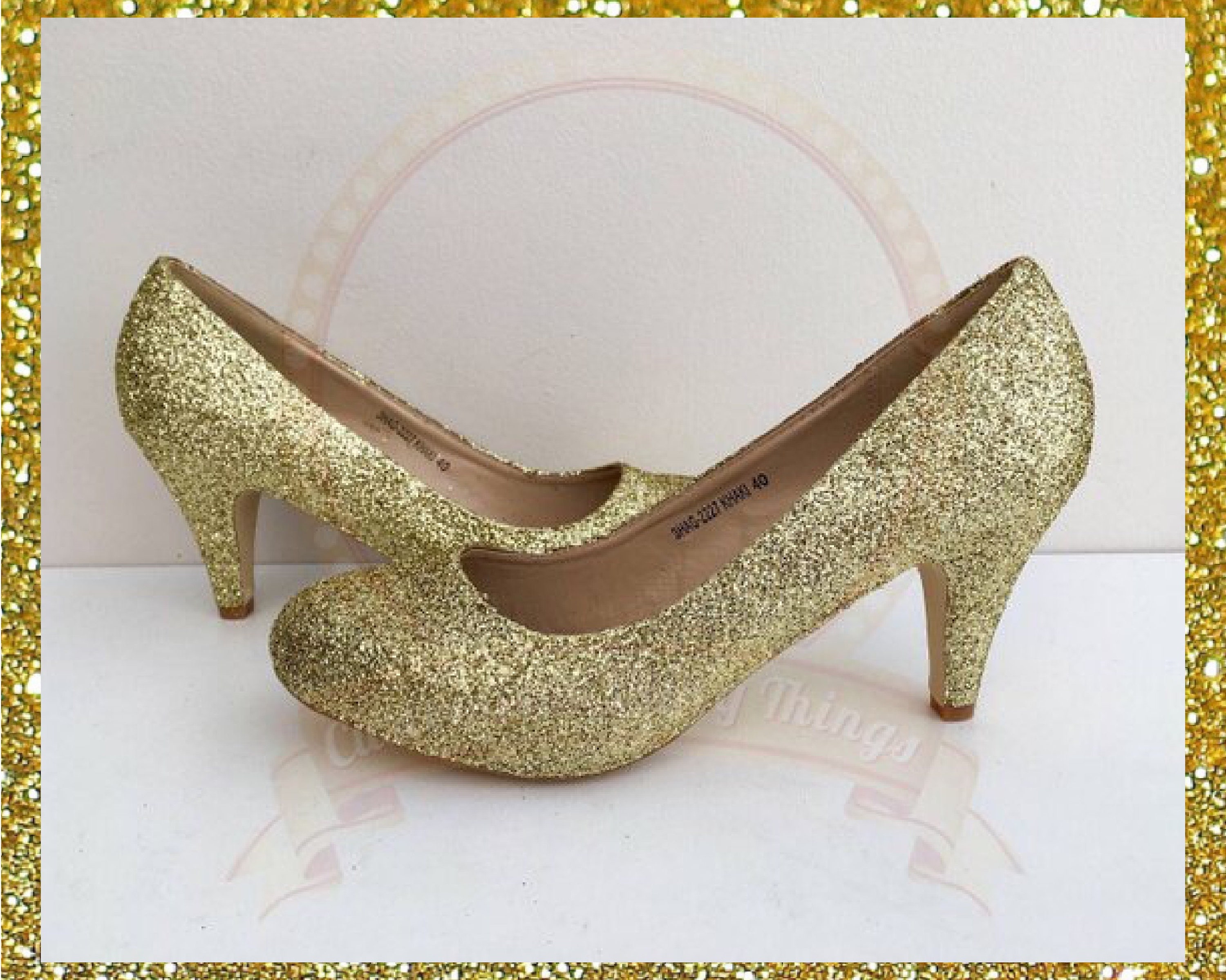 Gold Glitter Heels, Champagne Gold Shoes, Gold Bridal Heels, Glitter ...