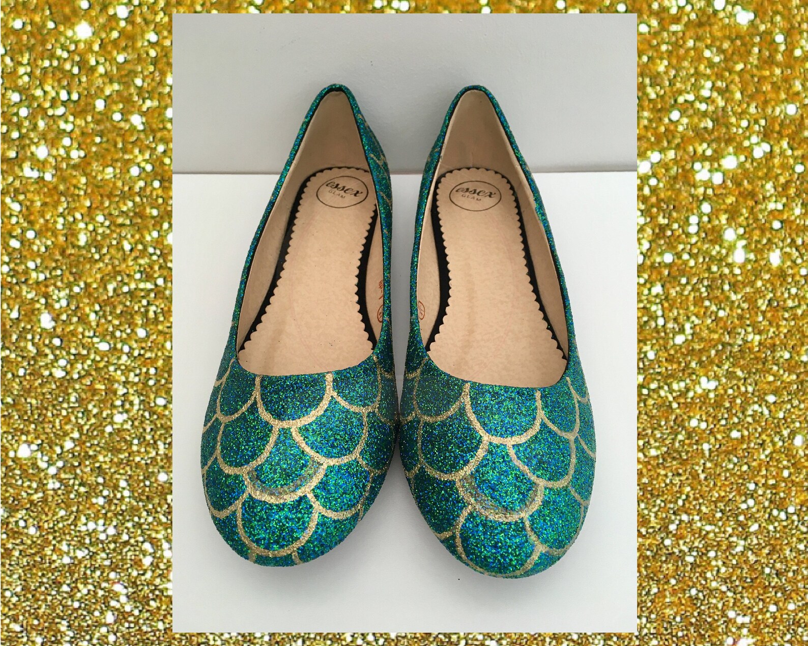 Mermaid Scales Ballerina Flats, Mermaid Glitter Flat Shoes, Flat Bridal ...