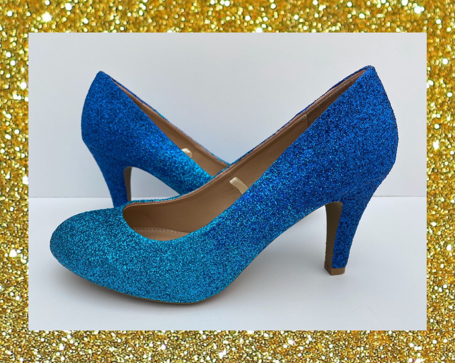 Aqua Blue Ombré Glitter Heels, Aqua Glitter Heels, Deep Blue Glitter ...