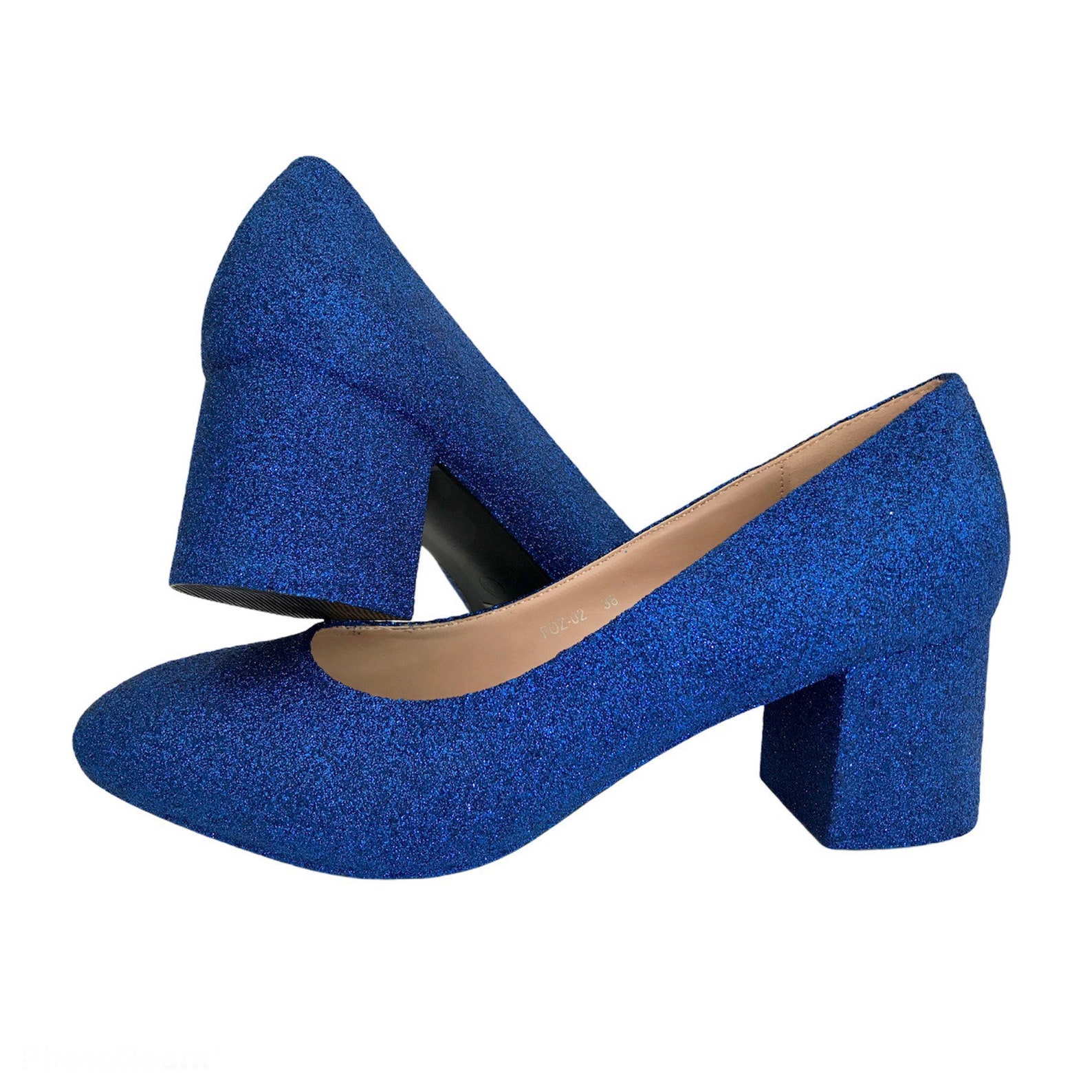 Royal Blue Block Heels Glitter Heels Blue Royal Blue - Etsy