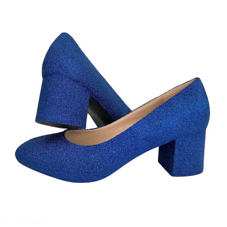 Royal Blue Block Heels Glitter Heels Blue Royal Blue - Etsy