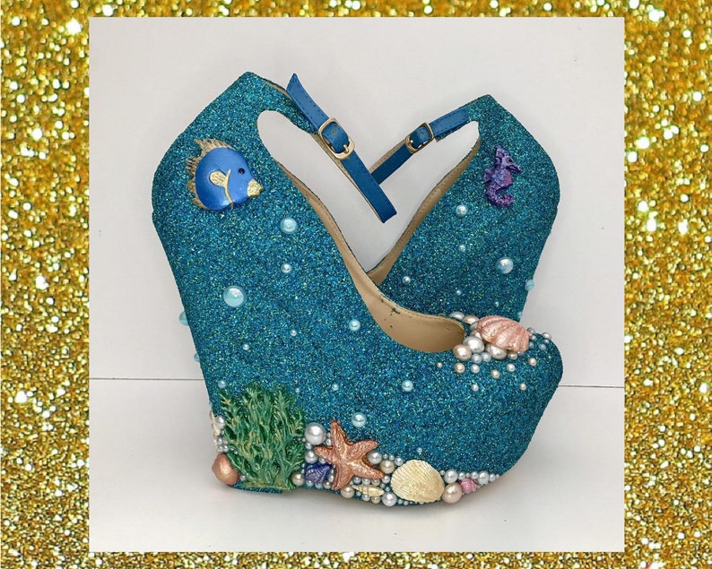 Under The Sea High Platform Glitter Wedges Mermaid Shoes | Etsy