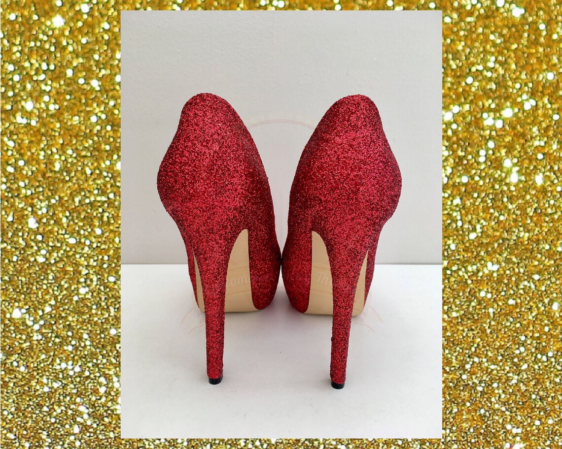 Red Platform Heels, Red Glitter Heels, Glitter Platform Heels, Red ...