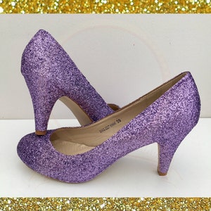 Purple Glitter Shoes, Purple Bridal Heels, Glitter Shoes Lilac, Purple ...