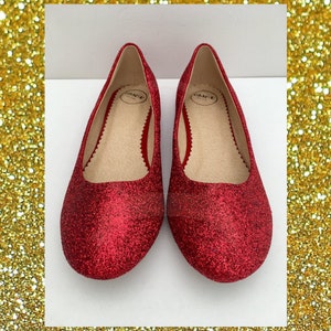 Red Glitter Flats, Red Ballerina Pumps, Glitter Flat Shoes, Custom ...