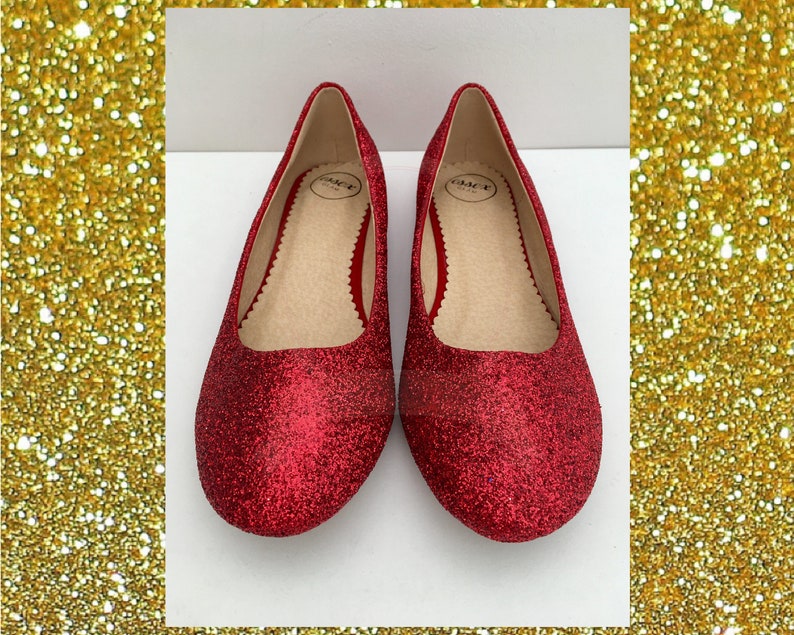 Red Glitter Flats, Red Ballerina Pumps, Glitter Flat Shoes, Custom ...
