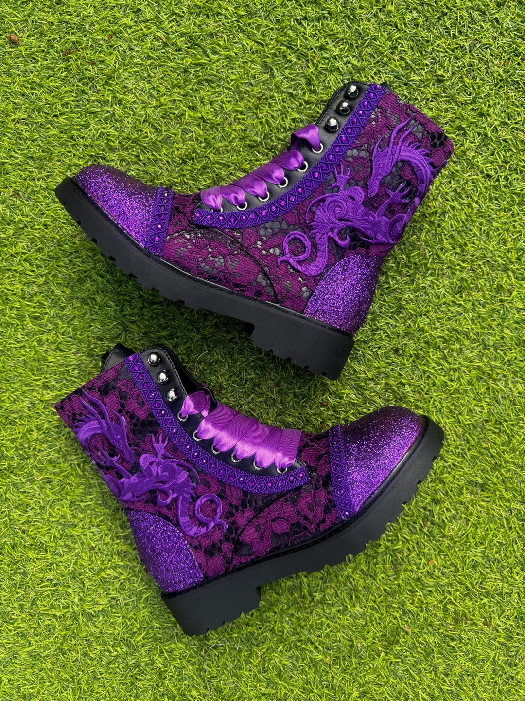 Deluxe Purple Dragon Boots, Dragon Lace Boots, Purple Lace Boots ...