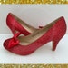 Red Bow Shoes, Red Glitter Heels, Bow Glitter Shoes, Shoes With Bow ...