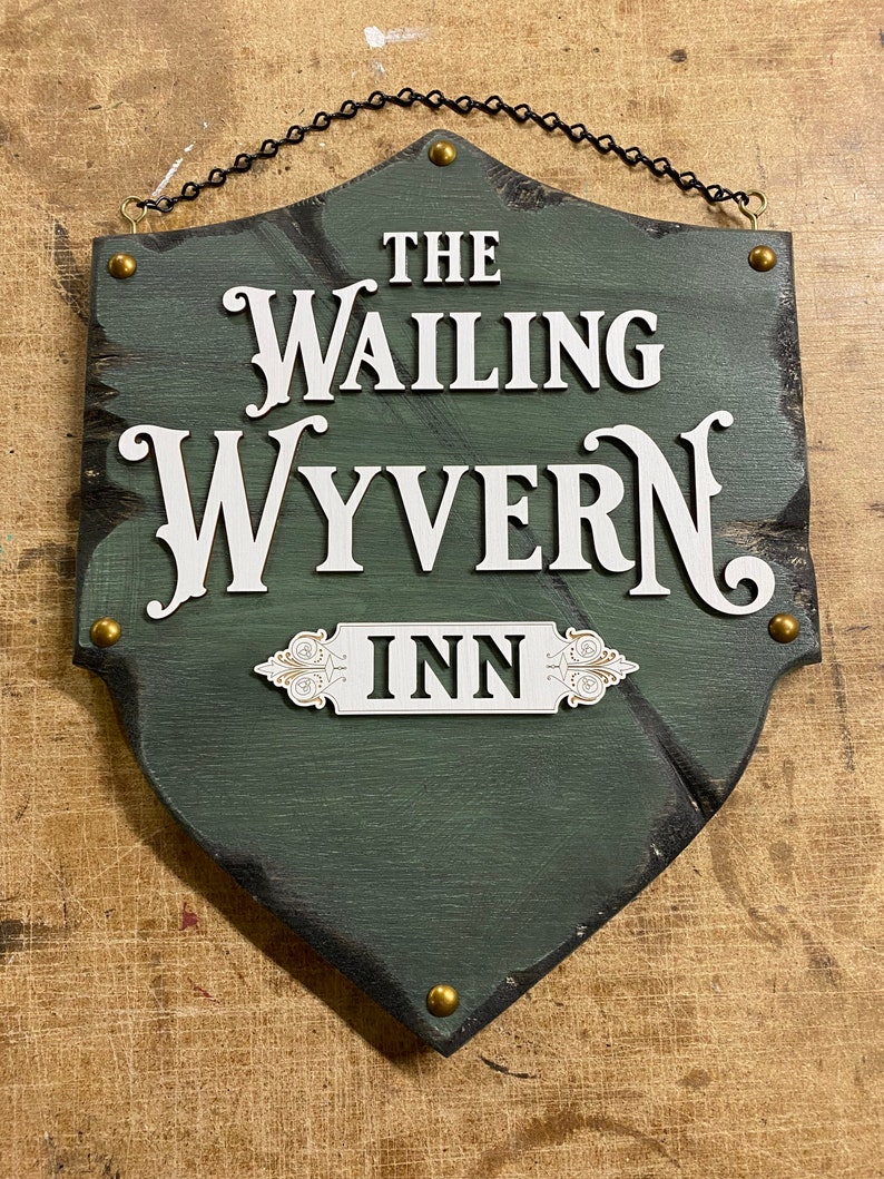 Customizable Rustic Wood Tavern Sign the World Serpent - Etsy