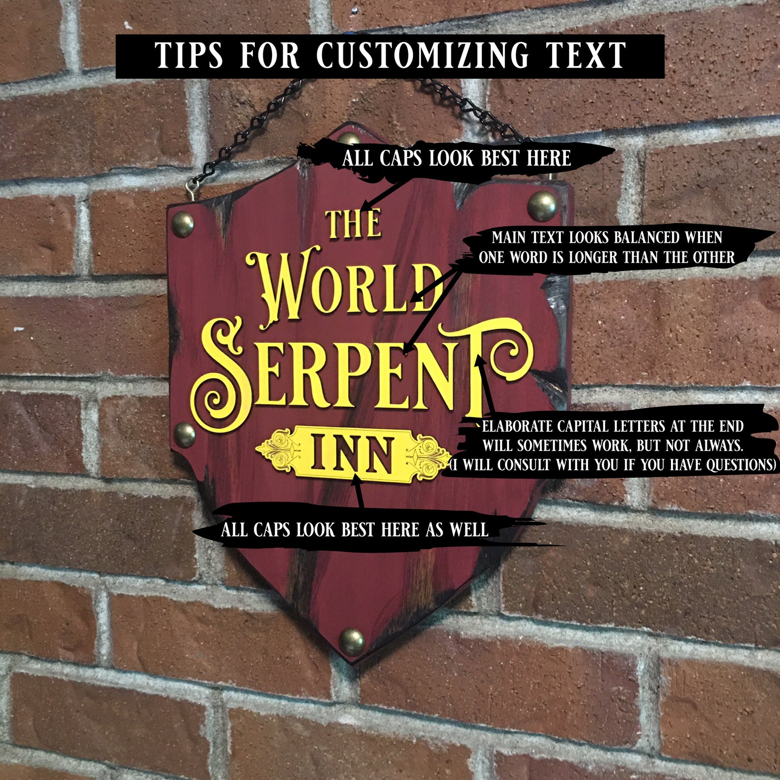 Customizable Rustic Wood Tavern Sign the World Serpent - Etsy
