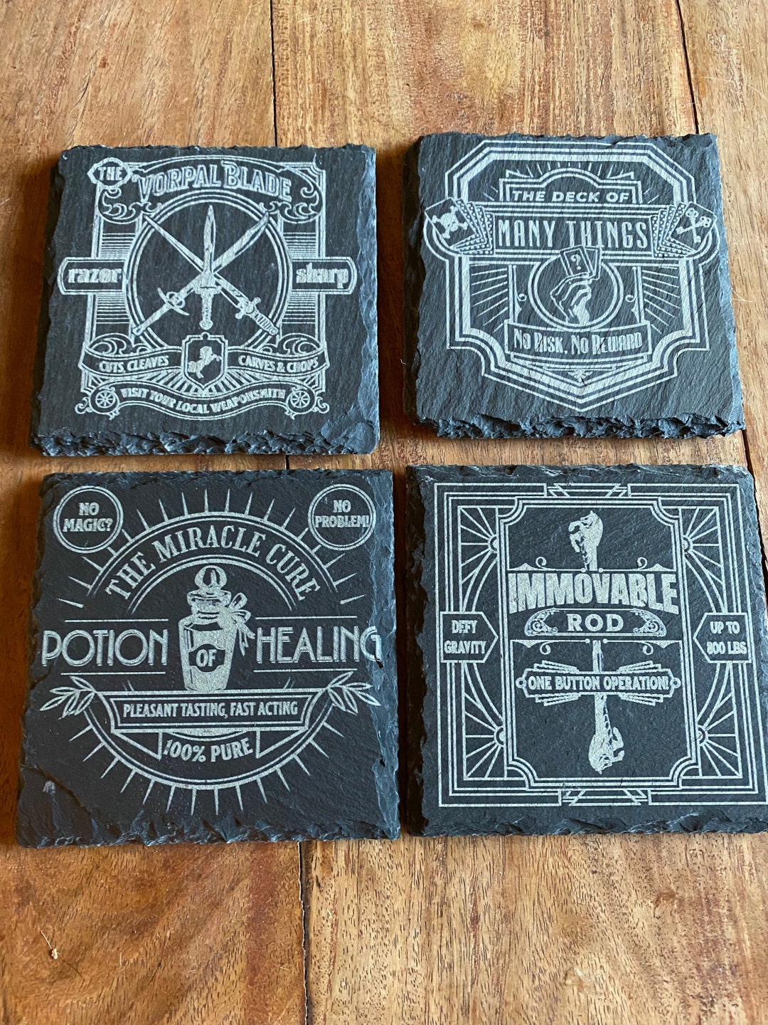 Natural Slate Coasters: Dungeons and Dragons - Etsy