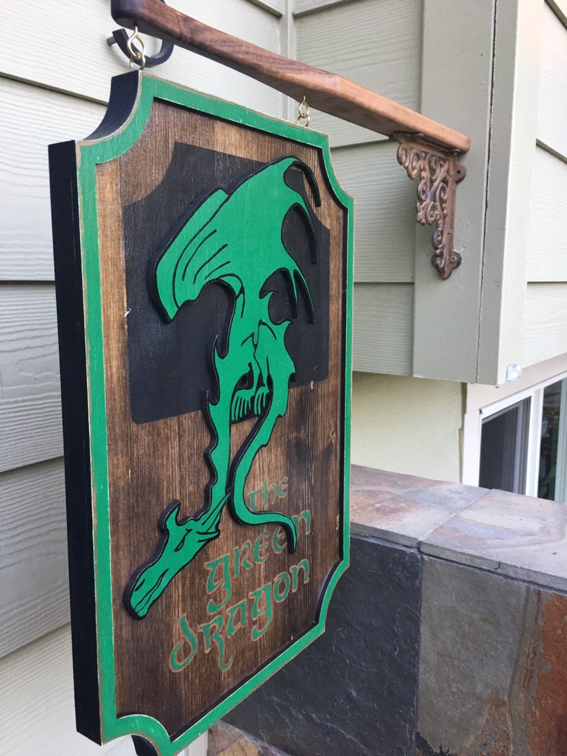 Green Dragon Wood Tavern Sign - LOTR - Etsy