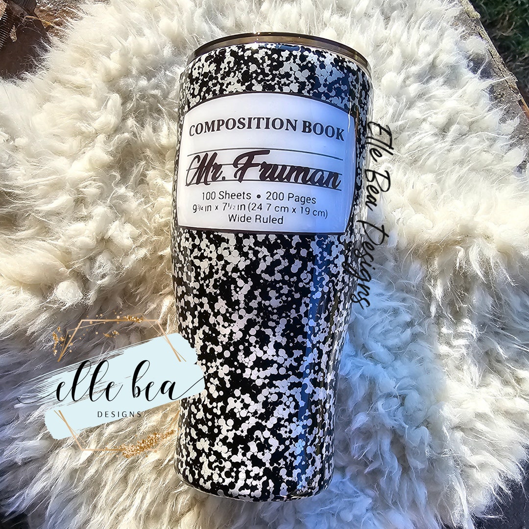 Composition Notebook Tumbler, Epoxy Sealed Cup - Etsy