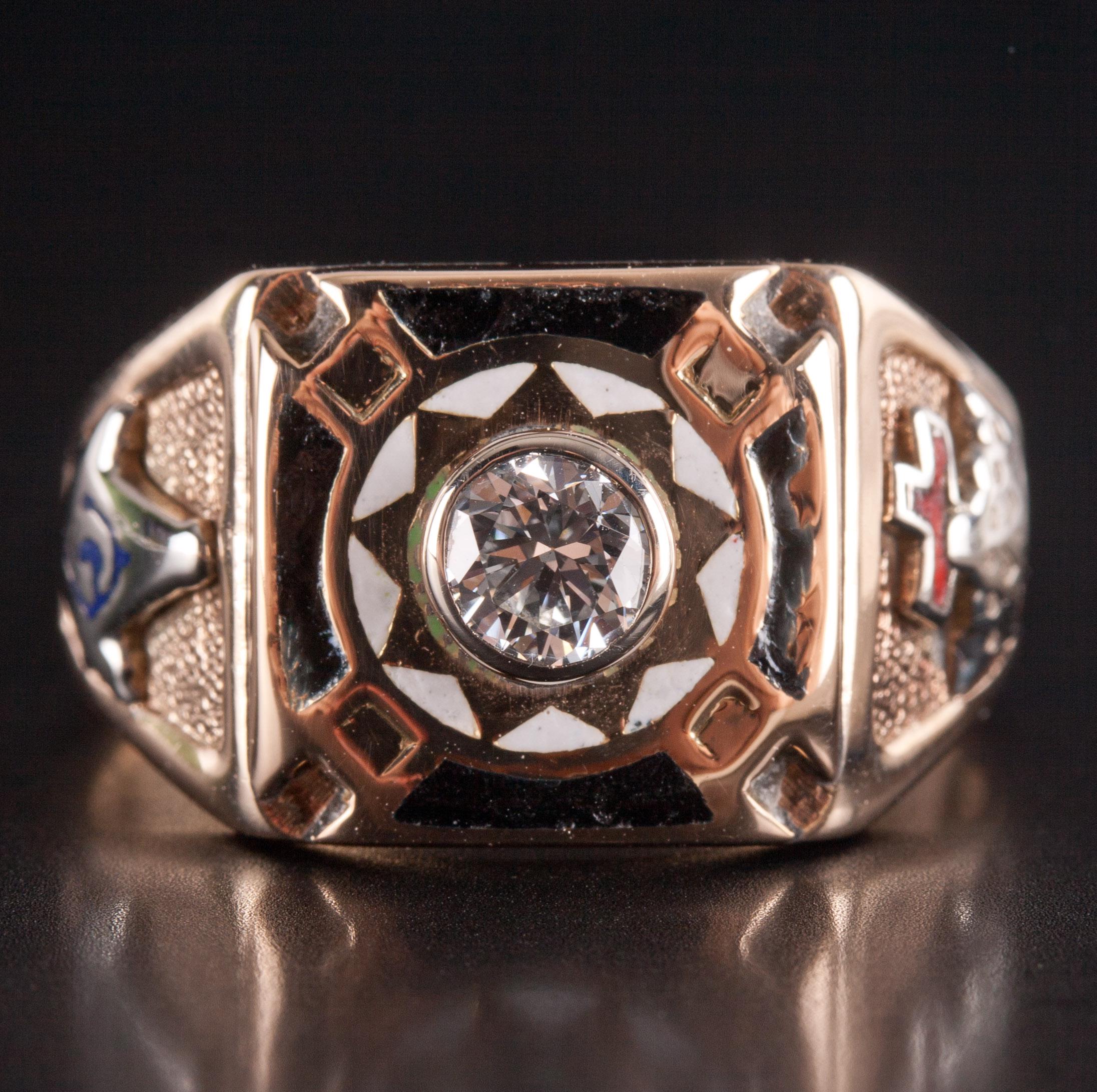 Vintage 1940's 10k Yellow White Gold Diamond Knights Templar Masonic ...