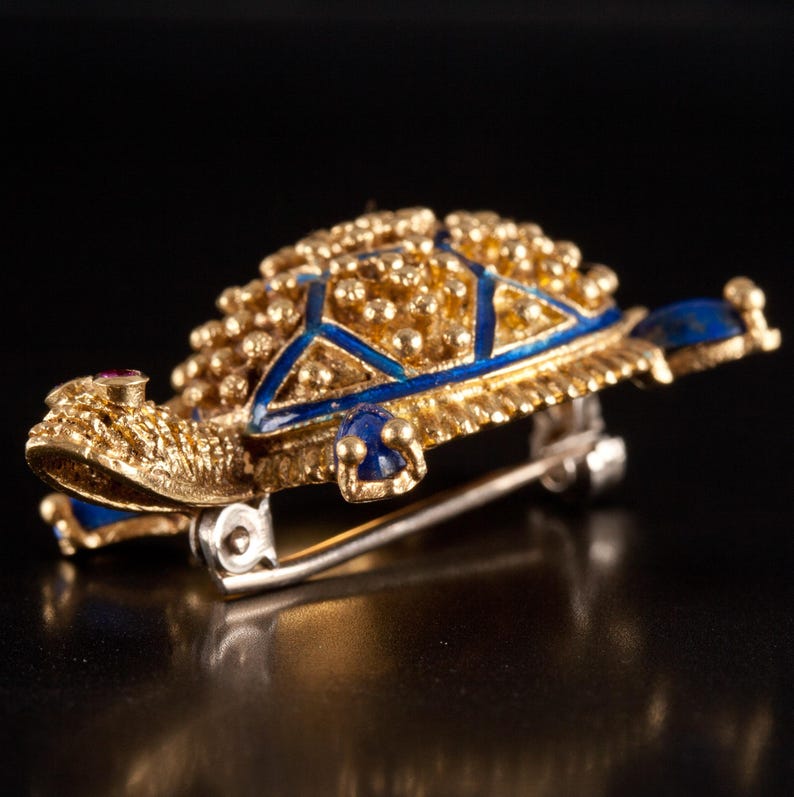Vintage 1950's 18k / 14k Yellow Gold Lapis Lazuli Lab-created Ruby ...