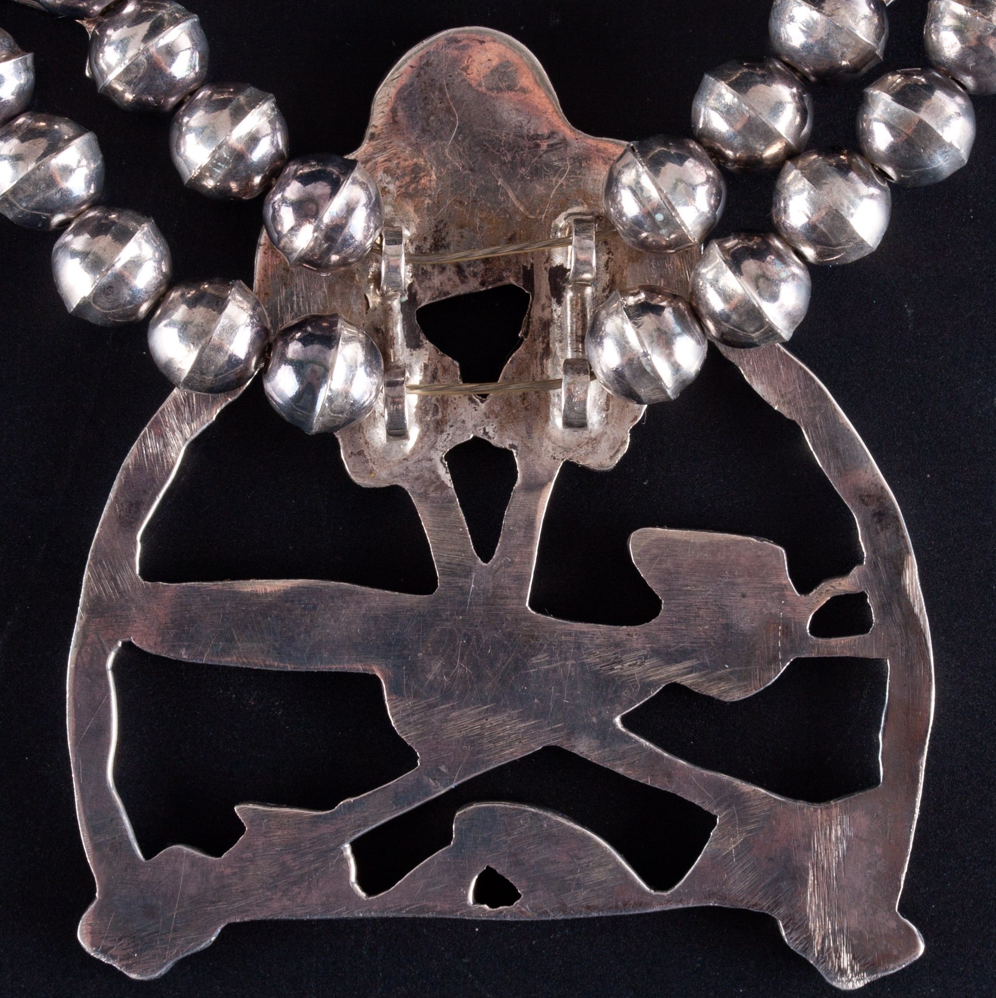 Vintage 1950's Sterling Silver Zuni Road Runner Squash Blossom Necklace ...