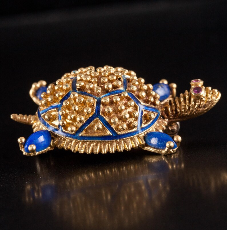 Vintage 1950's 18k / 14k Yellow Gold Lapis Lazuli Lab-created Ruby ...