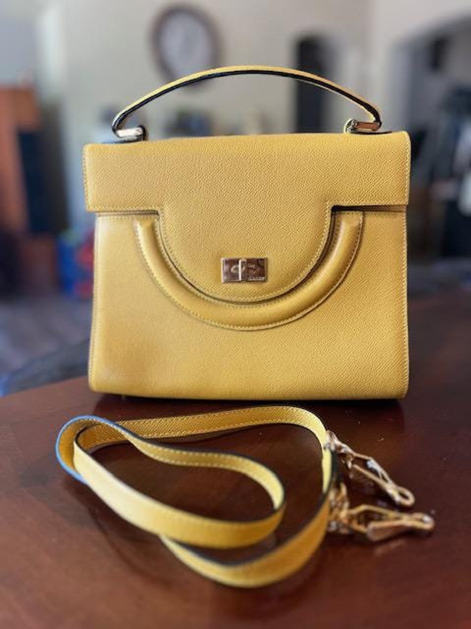 Bally Sunflower Pale Yellow Leather Purse Bag With Shoulder Strap - Etsy