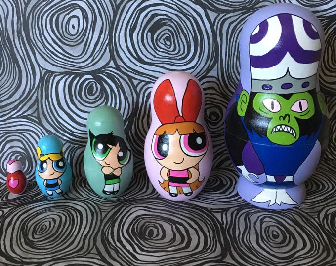 Set of Five Powerpuff Girls Nesting Dolls - Etsy