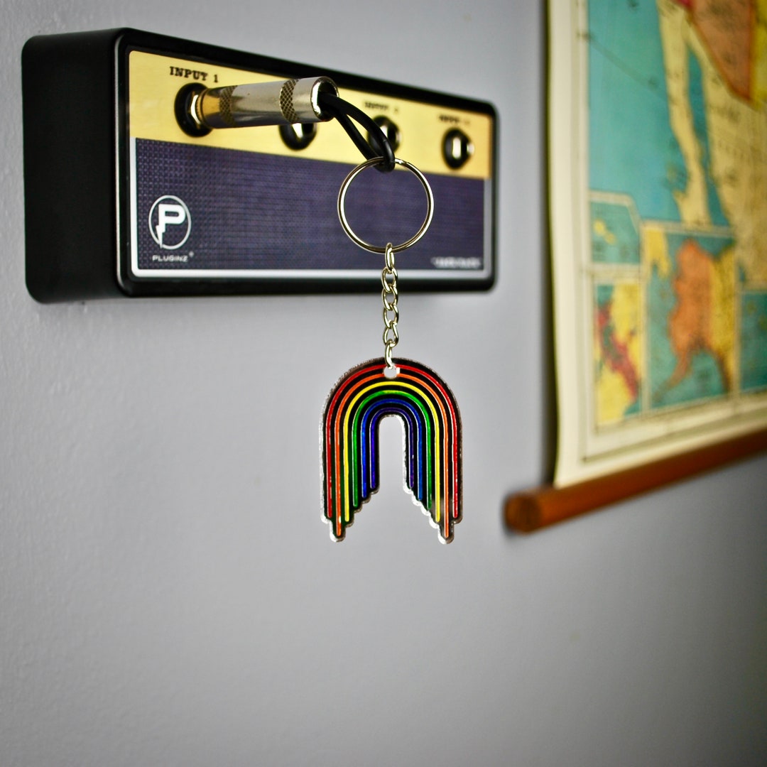 Rainbow Pride Keychain | Drippy Retro Rainbow | Mirror Acrylic Key FOB ...