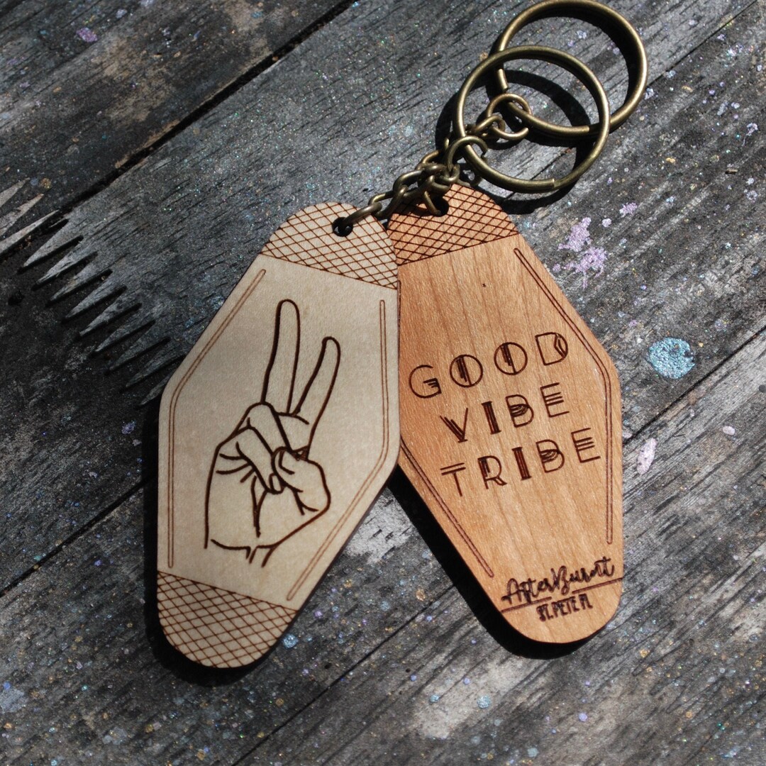 Good Vibe Tribe | Vintage Style Hotel Key Tag| Retro Motel Key | Wood ...