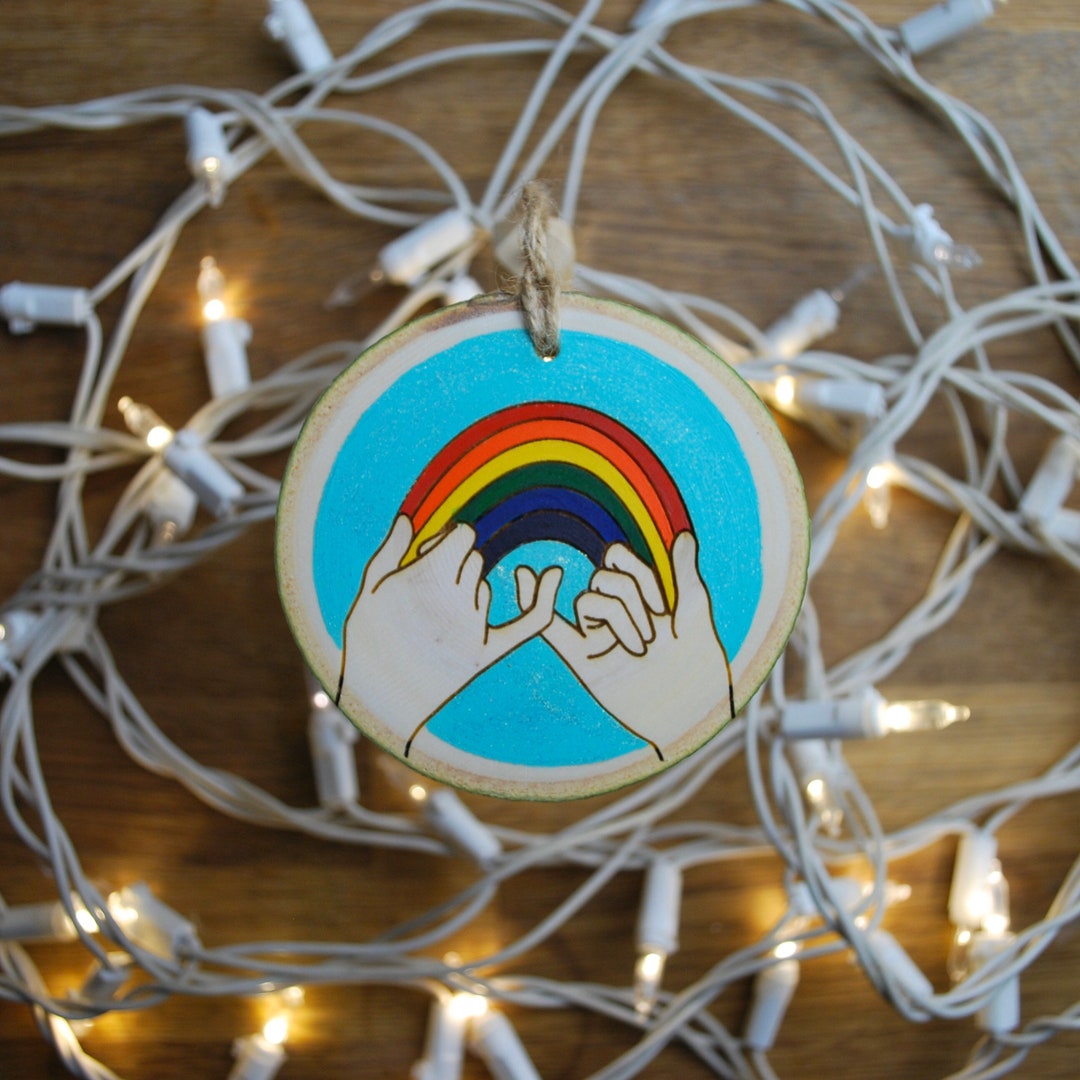 Wood Ornament, Pinky Promise, Rainbow, Friendship, Christmas Holiday ...
