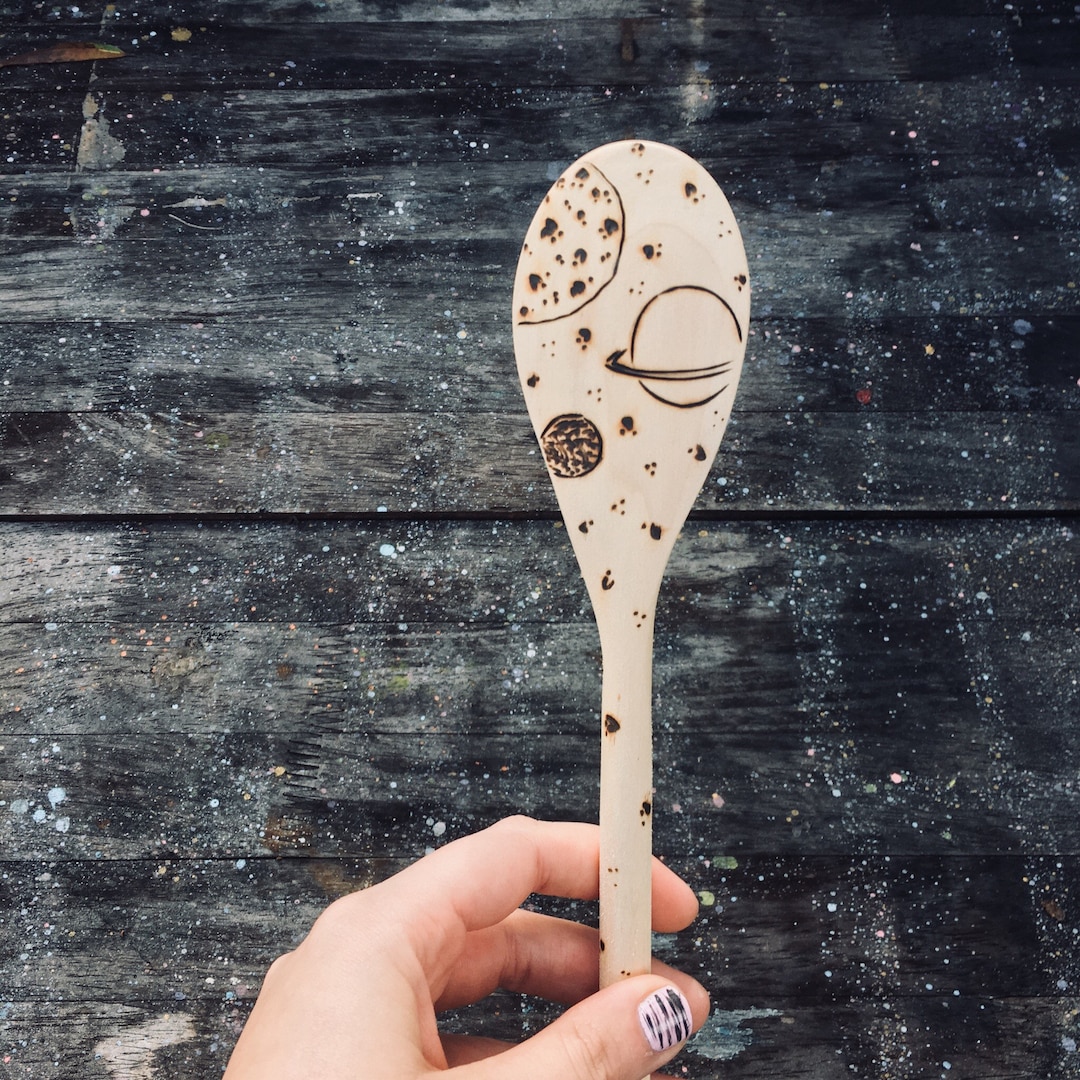 Wood Engraved Galaxy Cooking Spoon Galaxy Kitchen Utensil Planets Solar ...