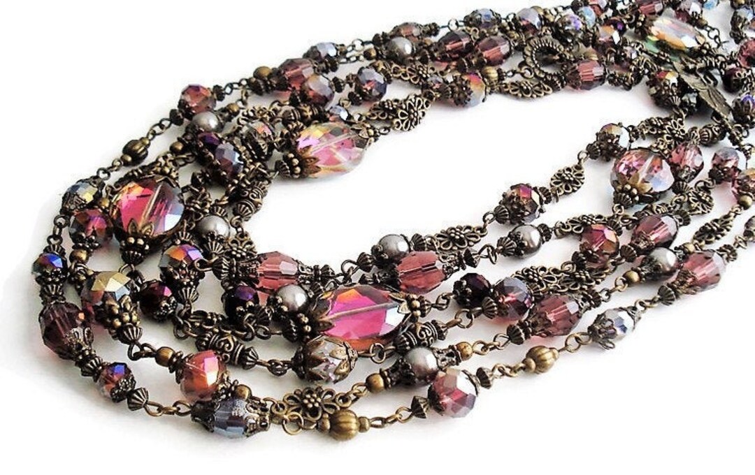 Multi Color Extra Long Necklaces Set, Statement Layered Necklace ...