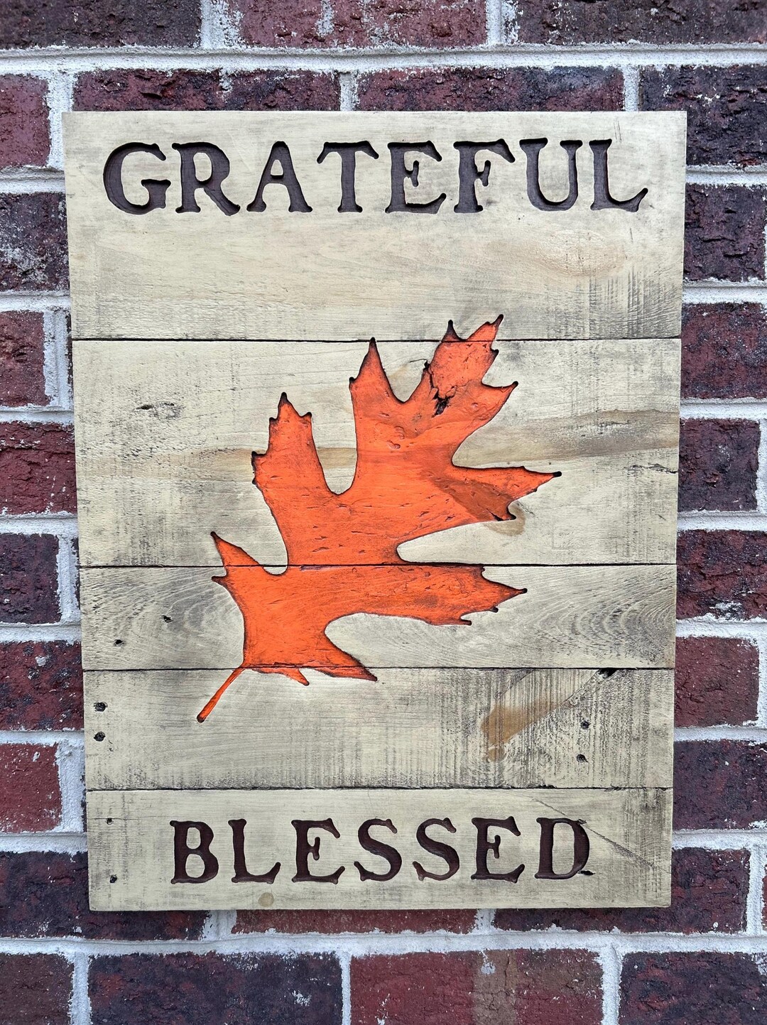 Hand Carved ‘grateful/blessed’ Sign - Etsy