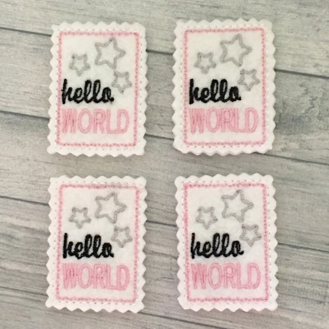 4 Hello World Stamp Felties 2" - Etsy