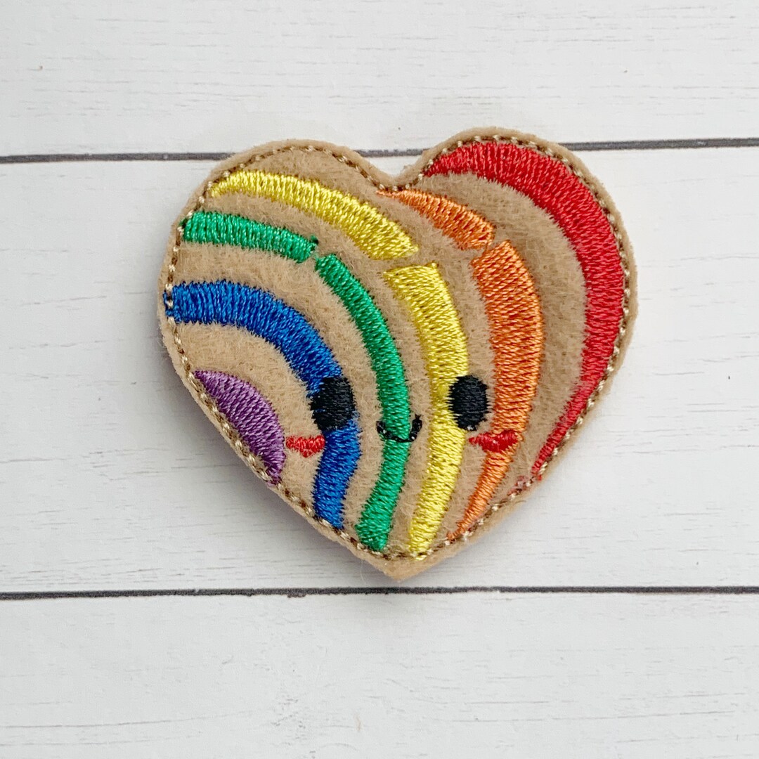 4 Kawaii Rainbow Heart Concha Primary Colors Felties Multiple Sizes ...